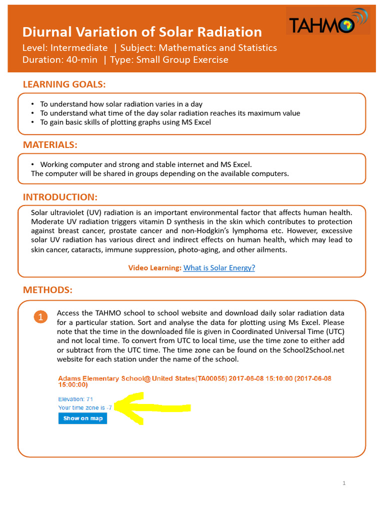 Diurnal Solar Radiation Analysis Exercise | PDF | Earth | Radiation