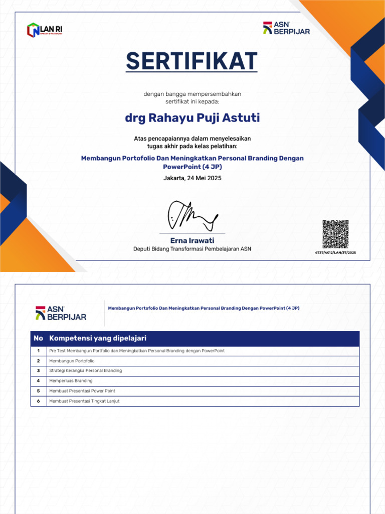Sertifikat - Kelas Membangun Portofolio Dan Meningkatkan Personal Branding Dengan PowerPoint (4 ...