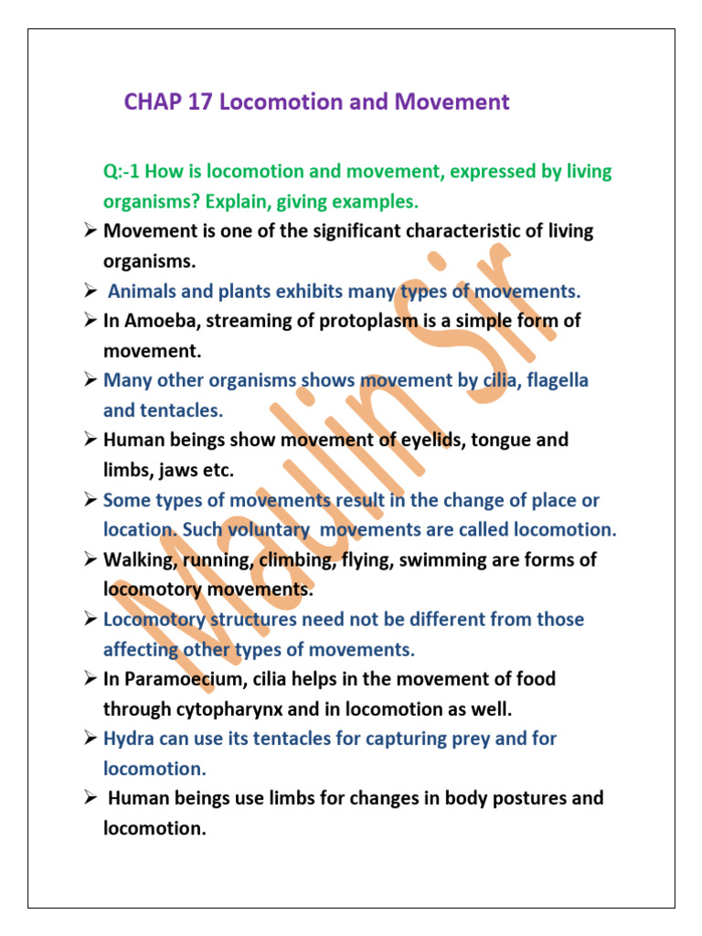 Types of Locomotion and Movement in Organisms | PDF | Vertebra | Muscle