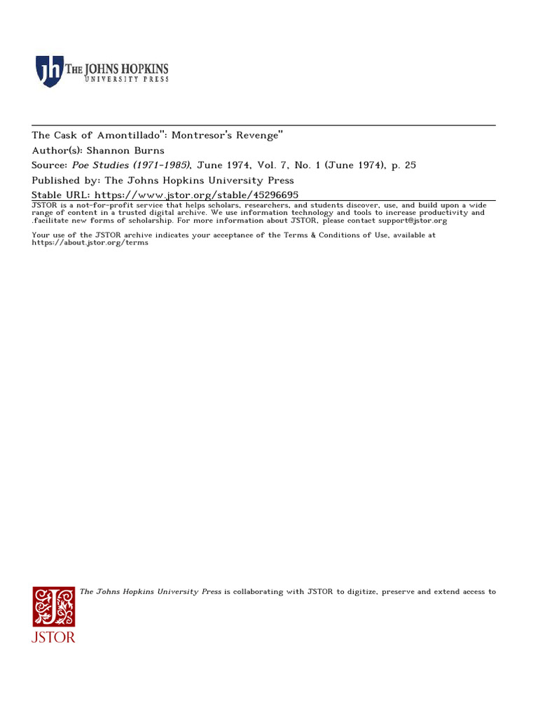 Montresor's Revenge in Poe's Tale | PDF