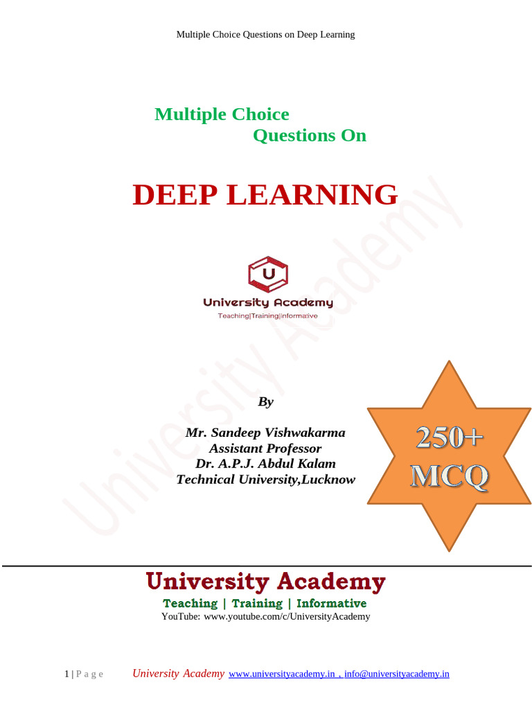 Deep Learning MCQ | PDF | Statistical Classification | Deep Learning