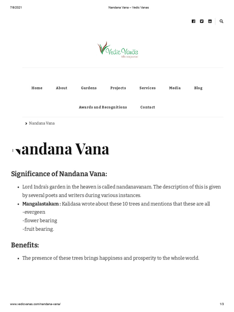 Nandana Vana - Vedic Vanas | PDF | Trees | Plants
