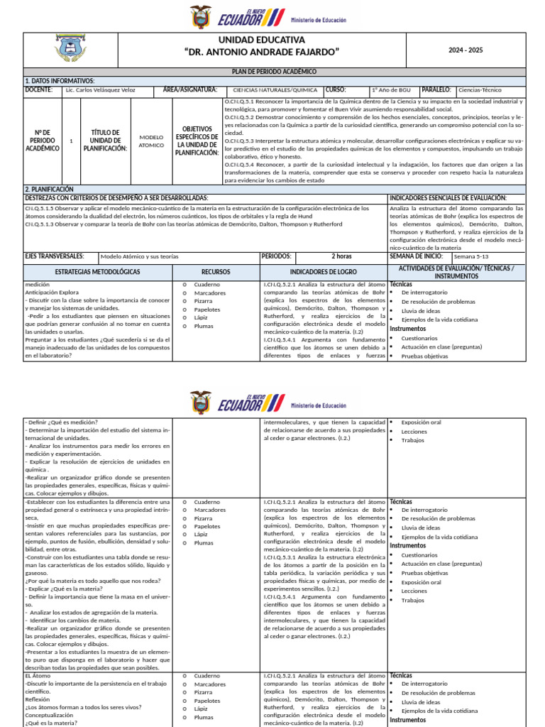 Quimica 1bgu 1tri Pdf Química Importar