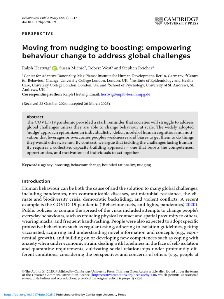 Moving From Nudging To Boosting | PDF | Cognition