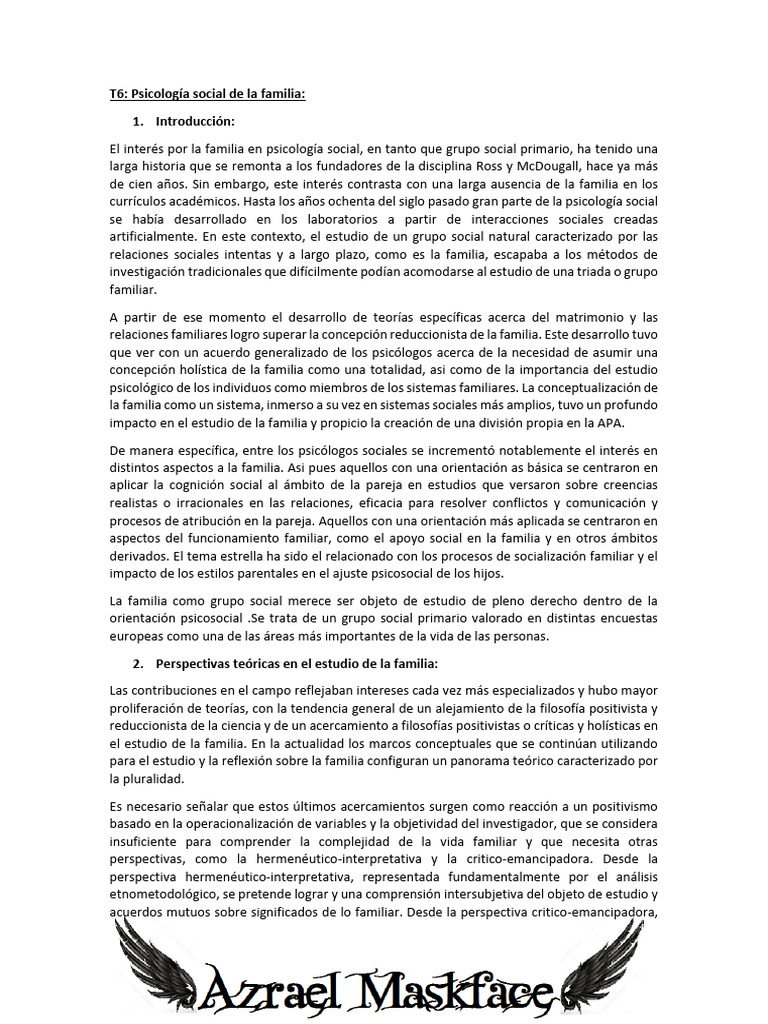 Resumen T6 | PDF | Familia | Sistema