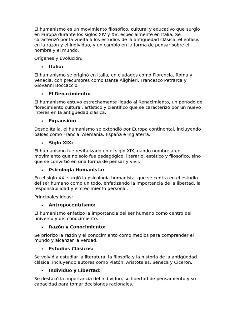 El Humanismo Es Un Movimiento Filosófico | PDF | Renacimiento ...