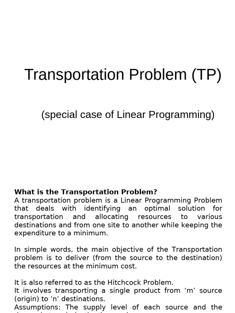 Transportation Problems | PDF | Applied Mathematics | Algorithms