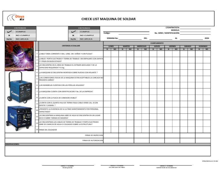 Check List Maq - Soldar | PDF