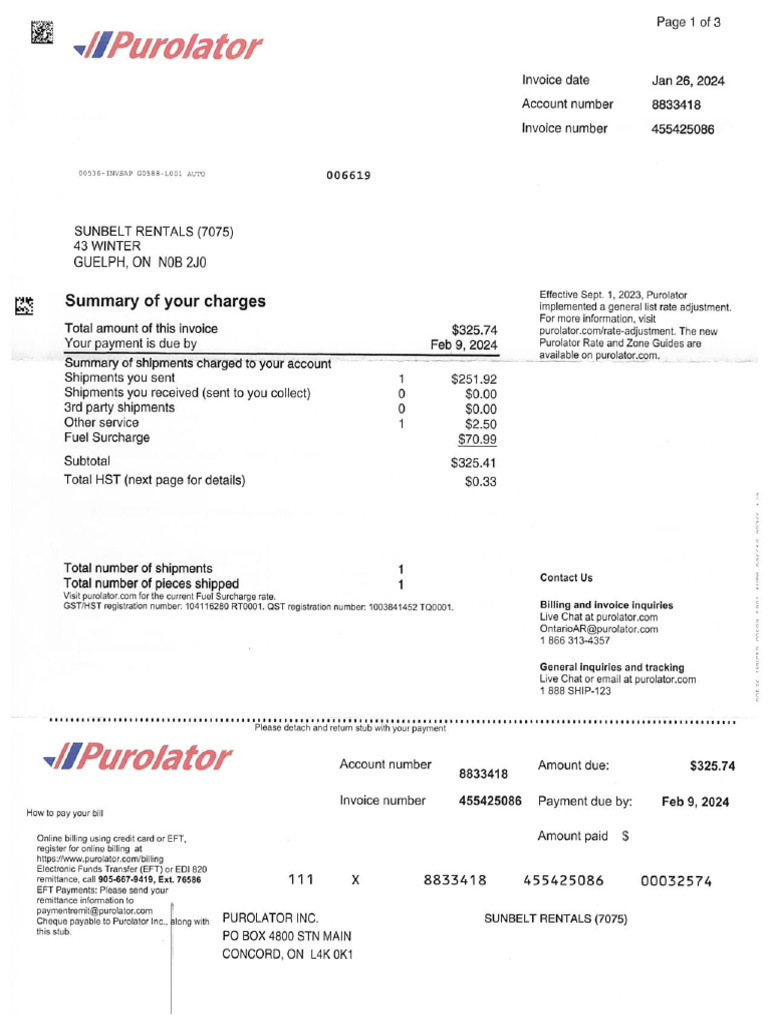 Purolator Invoice | PDF