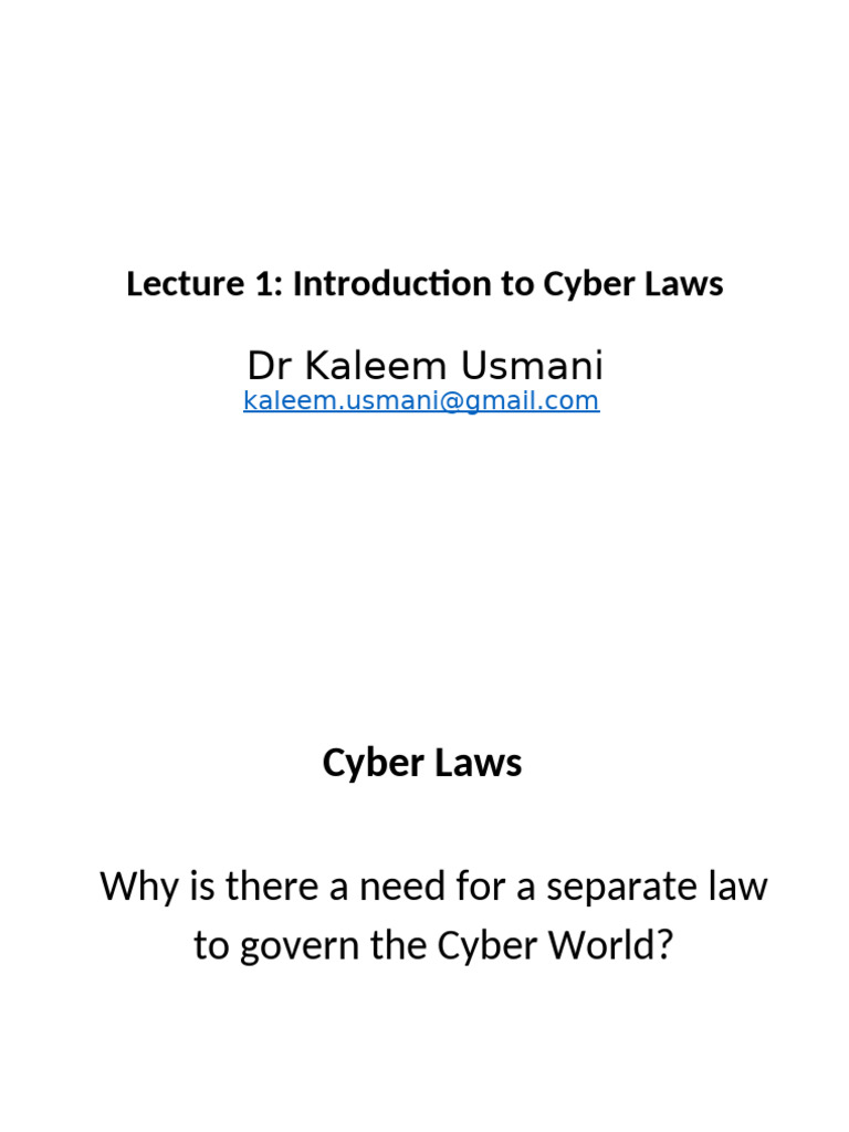 Introduction to Cyber Laws Overview | PDF | Cybercrime | Internet