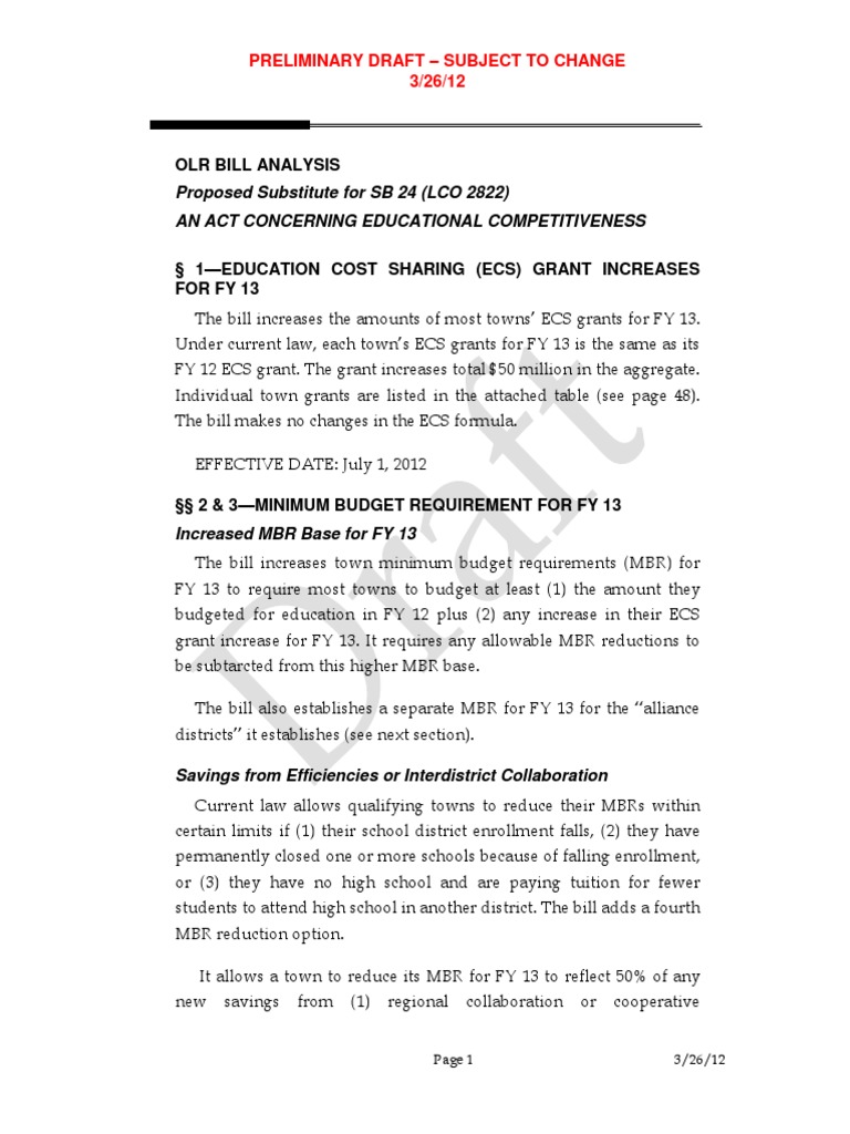 SB 24 OLR Analysis: Draft Revision | PDF | No Child Left Behind Act ...