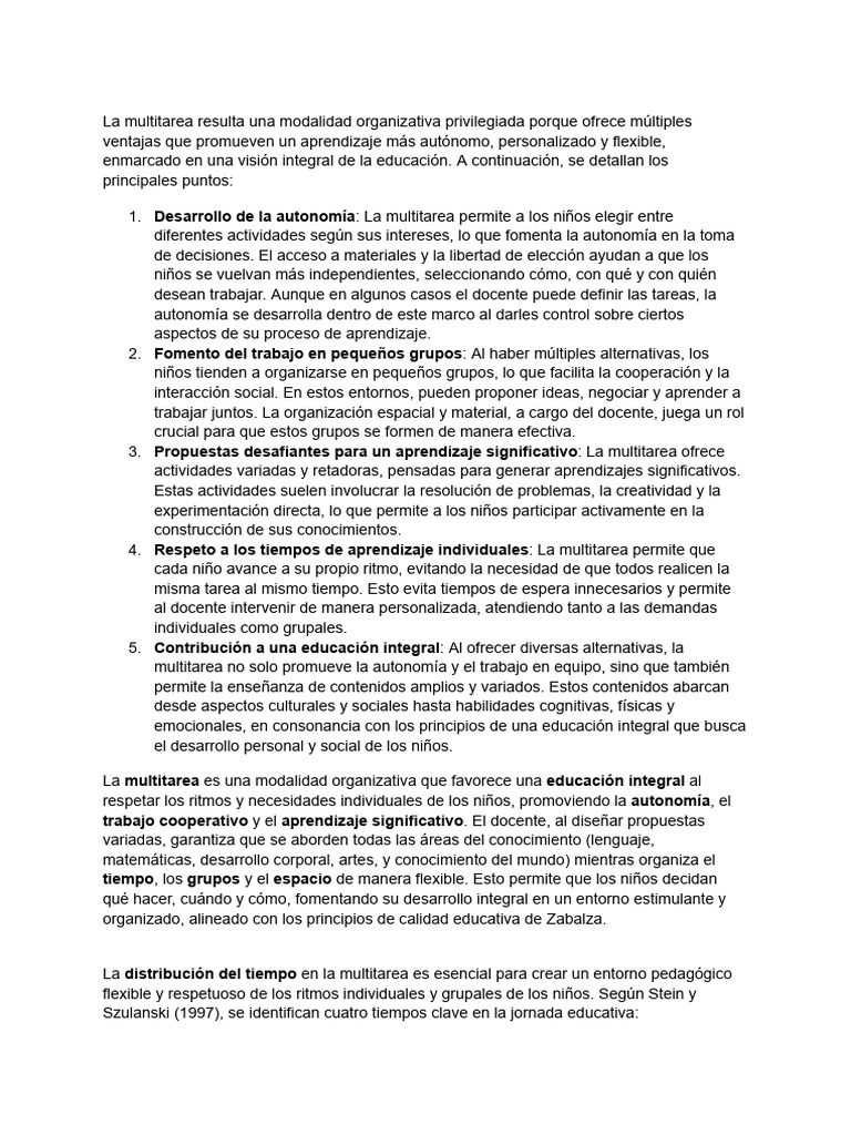 Resumen - MULTITAREA | PDF | Aprendizaje | Enseñando