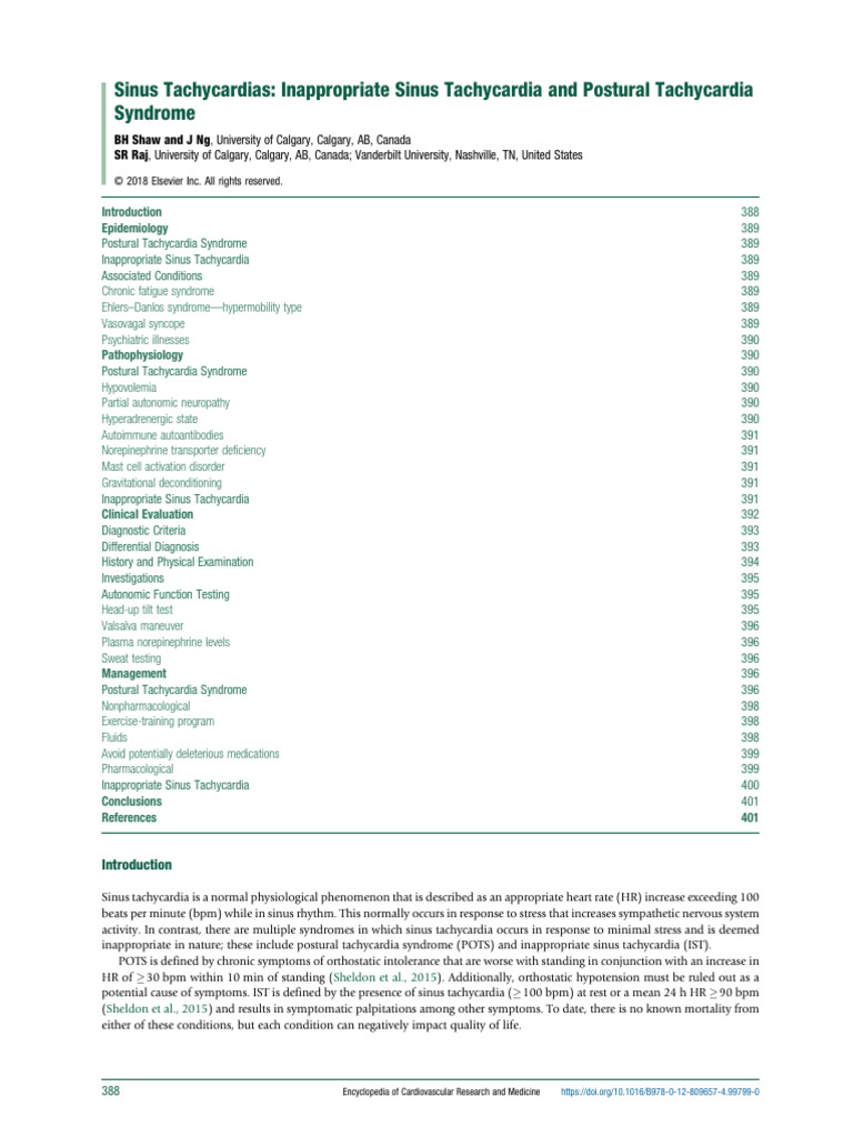 Sinus Tachycardias - Inappropriate Sinus Tachycardia and Postural ...