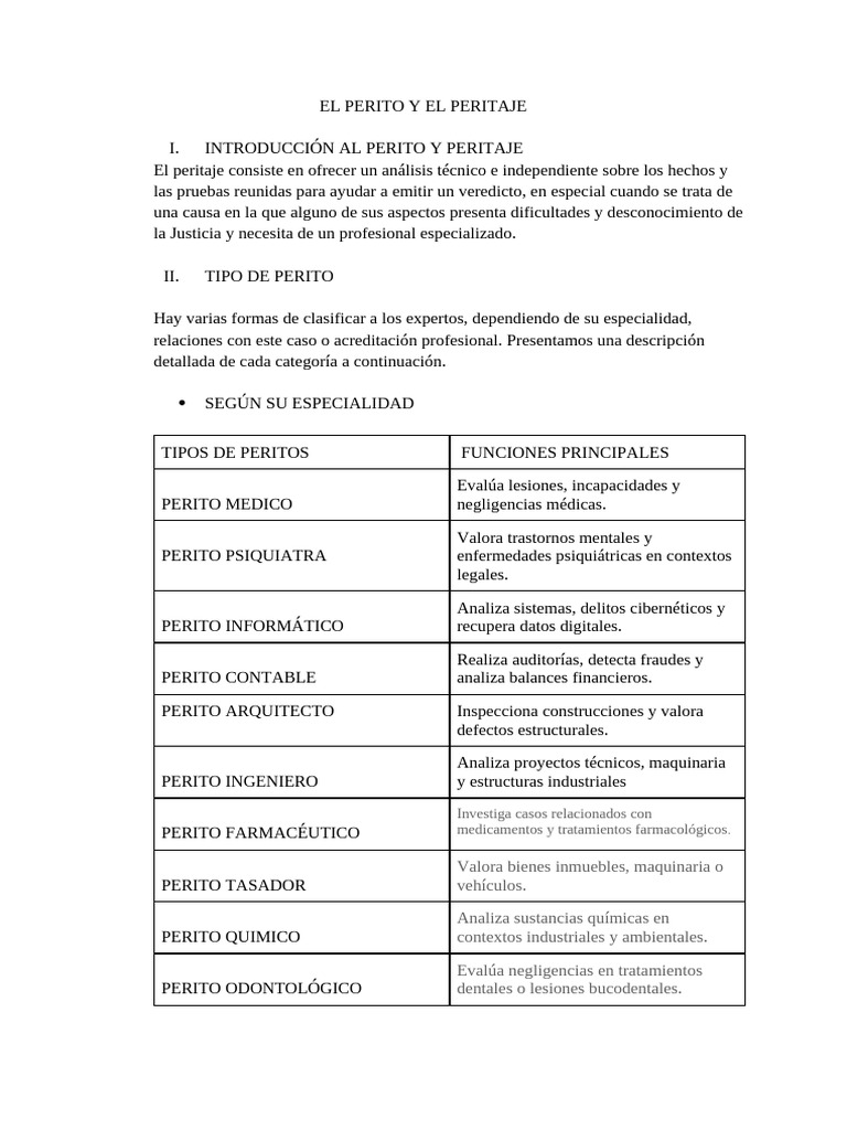 El Perito y El Peritaje | PDF | Testigo experto | Datos