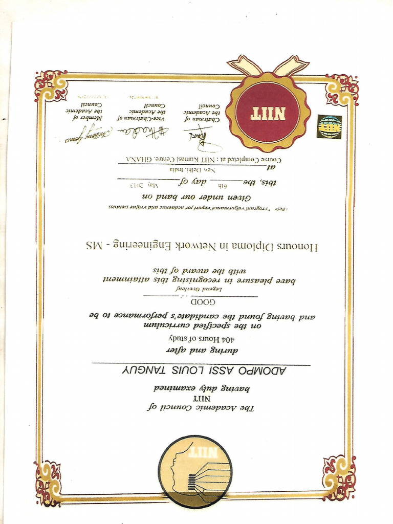 NIIT Certificate | PDF