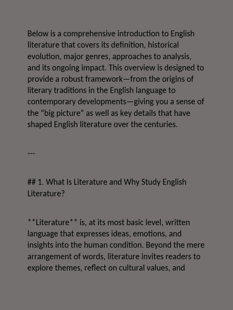 Introduction To English Literature | PDF | Romanticism | English Literature