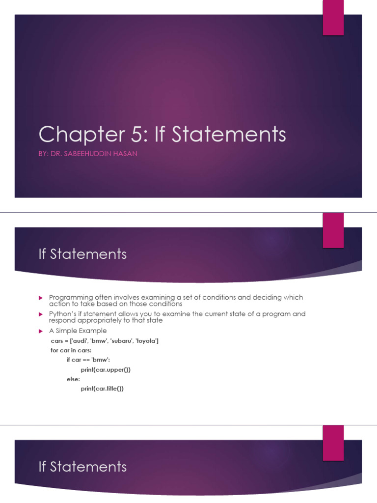 Chapter 5 If Statements | PDF | Control Flow | Pizza