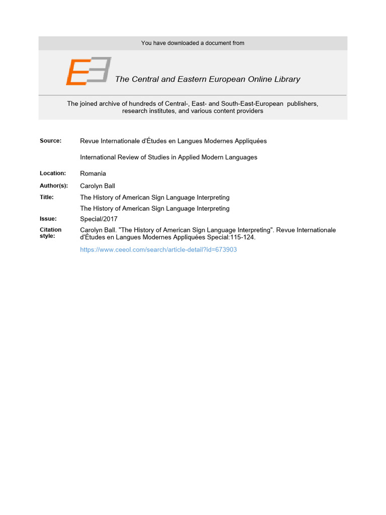 History of American Sign Language Interpreting | PDF | American Sign ...