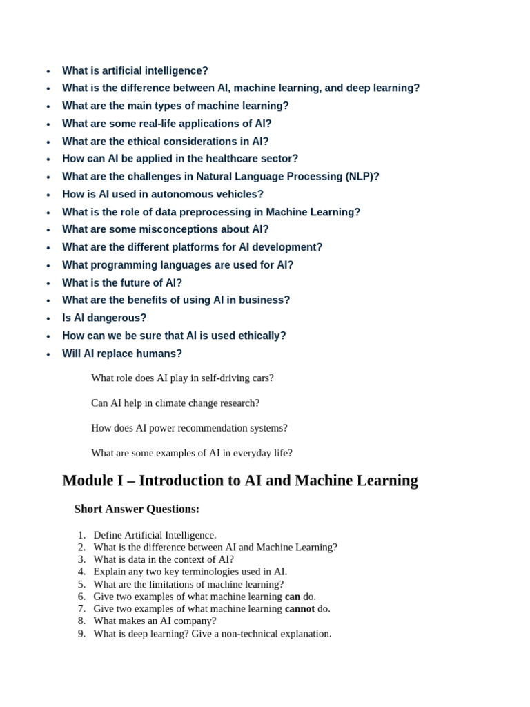 tentative ai questions with answers | PDF | Artificial Intelligence ...