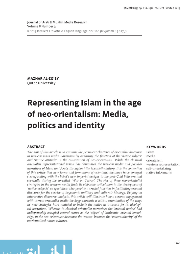 Representing Islam in The Age of Neo-Orientalism Media Politics and ...