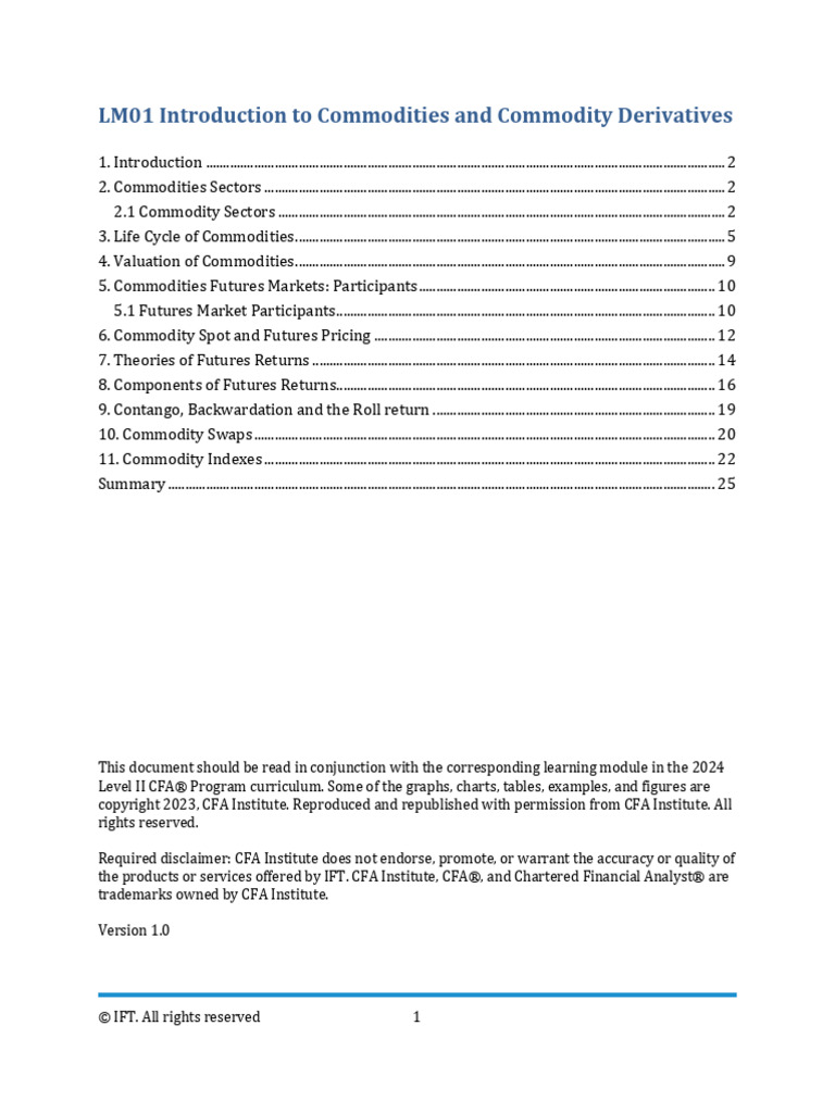 2024 Level II Commodities Overview | PDF | Futures Contract | Hedge ...