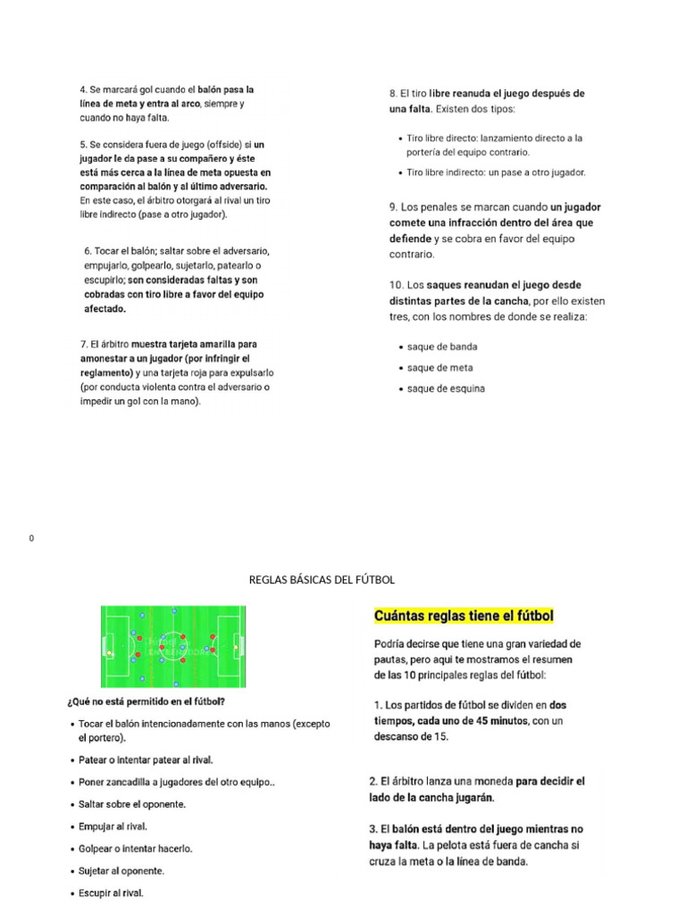 Reglas Básicas Del Futbol | PDF
