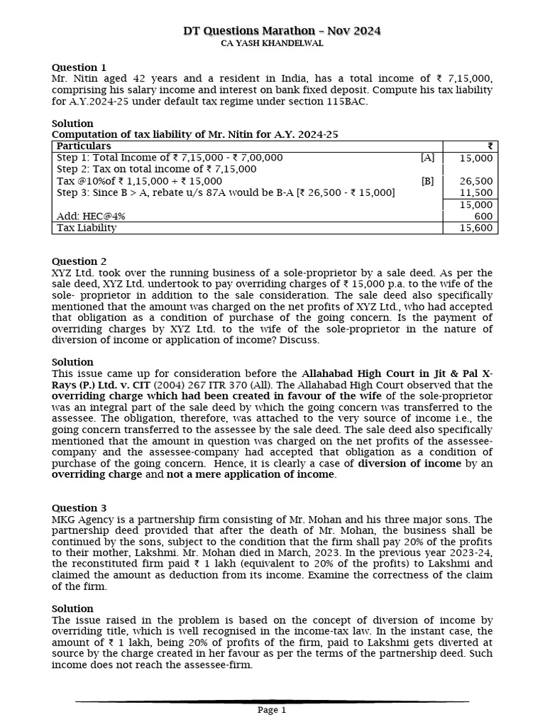 Questions Marathon Nov 2024 | PDF | Expense | Tax Deduction
