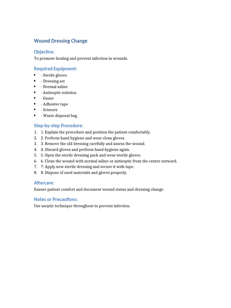 Wound Dressing Change | PDF