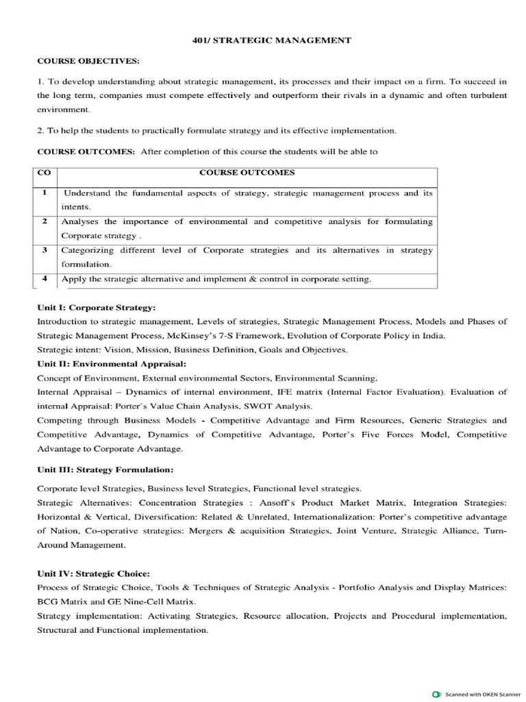 MBA SEM IV SYLLABUS Cbcs 2023-2024 | PDF