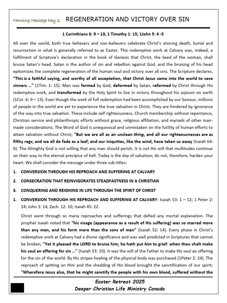Regeneration and Victory Over Sin | PDF | Salvation | Jesus
