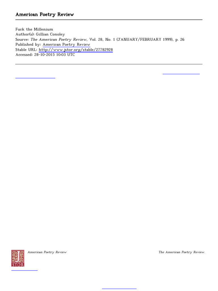 Fuck The Millenium (Gillian Conoley) (Z-Library) | PDF