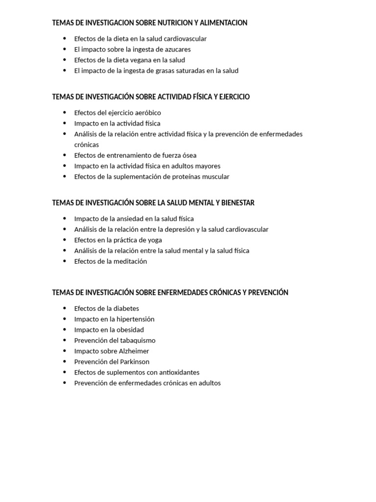 Temas de Investigación en Salud y Nutrición | PDF