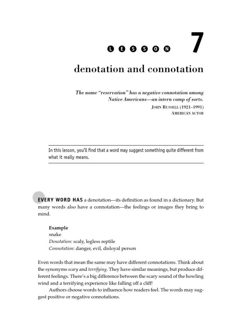 S1 - Lesson 7 (Dennotation and Connotation) | PDF | Unrest | Armed Conflict