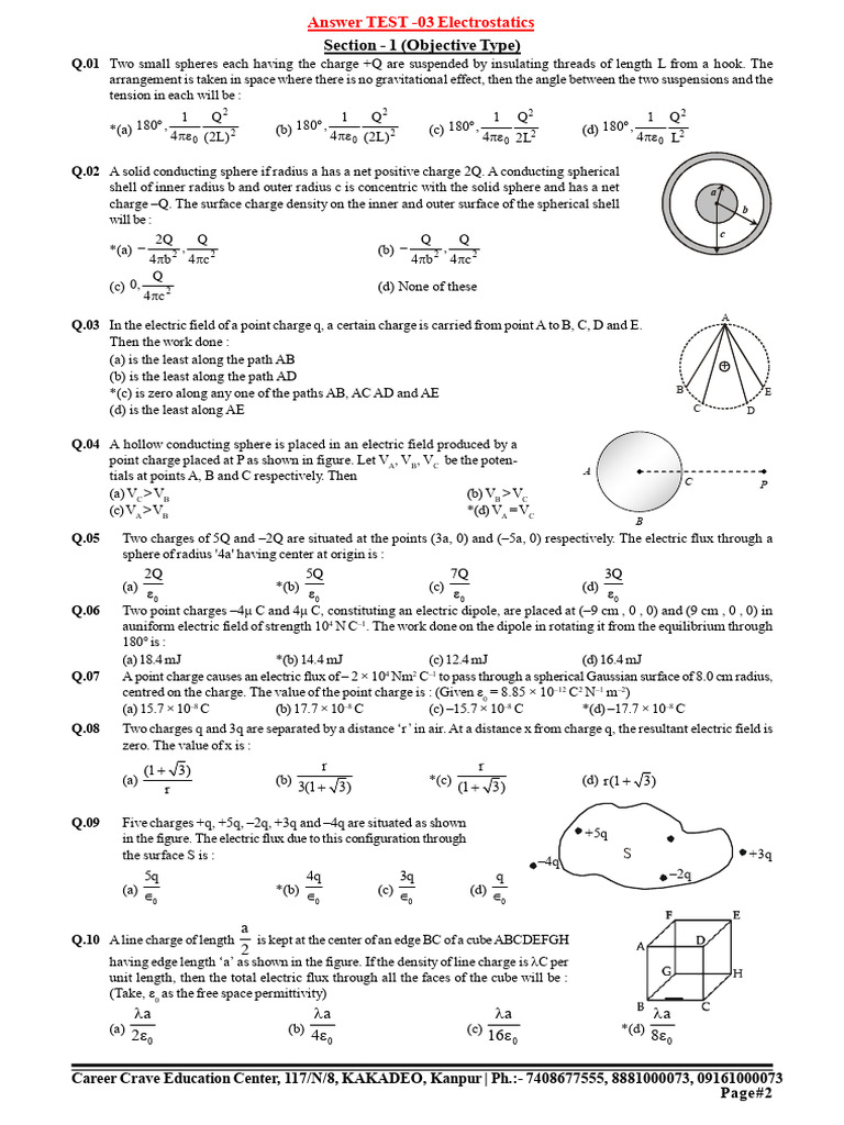 Electrostatics Physics Questions PDF | PDF | Sphere | Electric Field