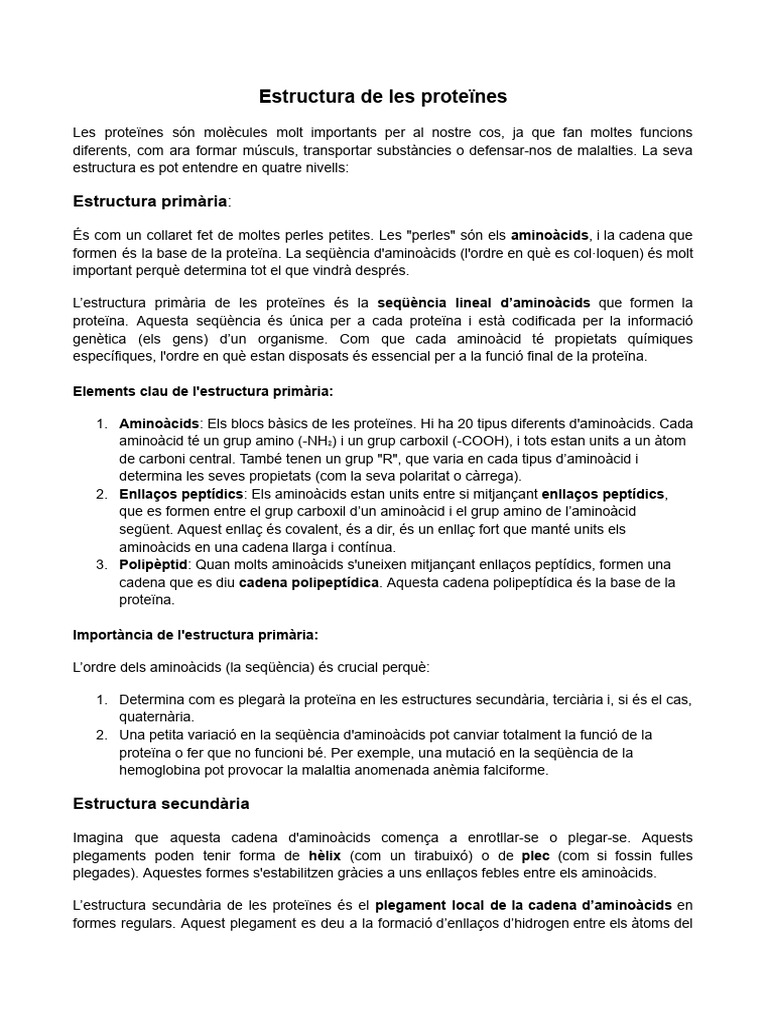 Estructura de Les Proteïnes | PDF