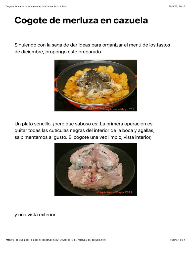 Cogote de Merluza en Cazuela - La Cocina Paso A Paso | PDF