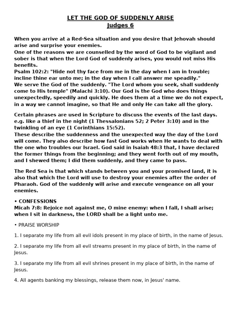 Let The God of Suddenly Arise | PDF | Jesus | Religious Belief And Doctrine