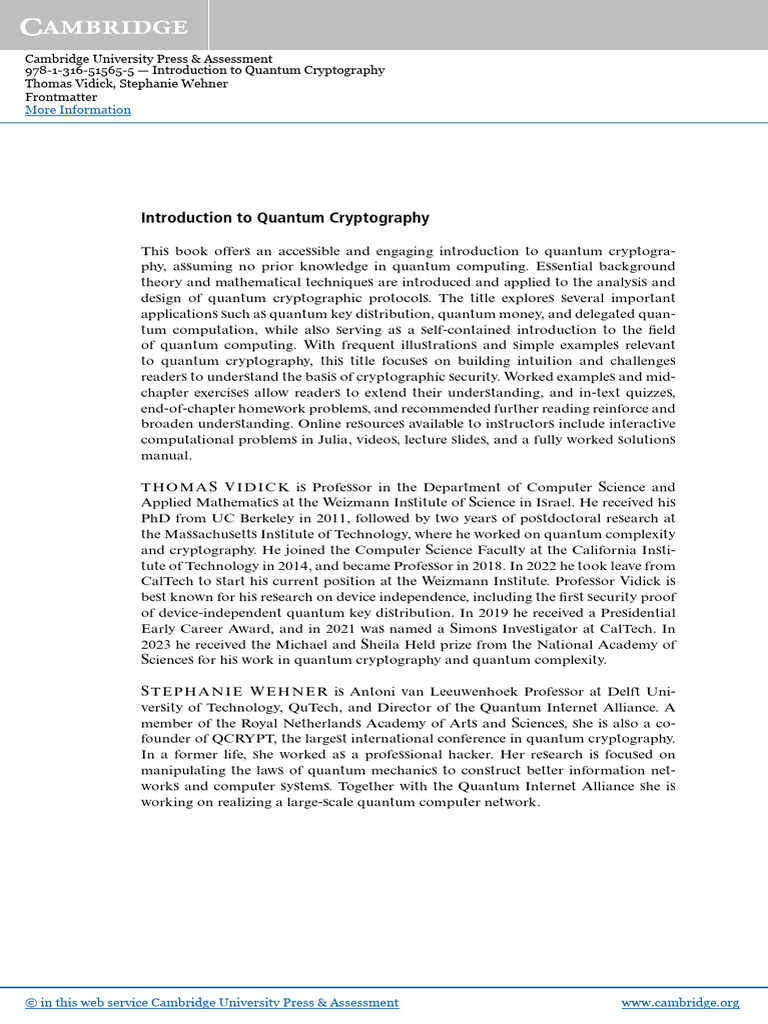 Introduction To Quantum Cryptography | PDF | Cryptography | Quantum Computing