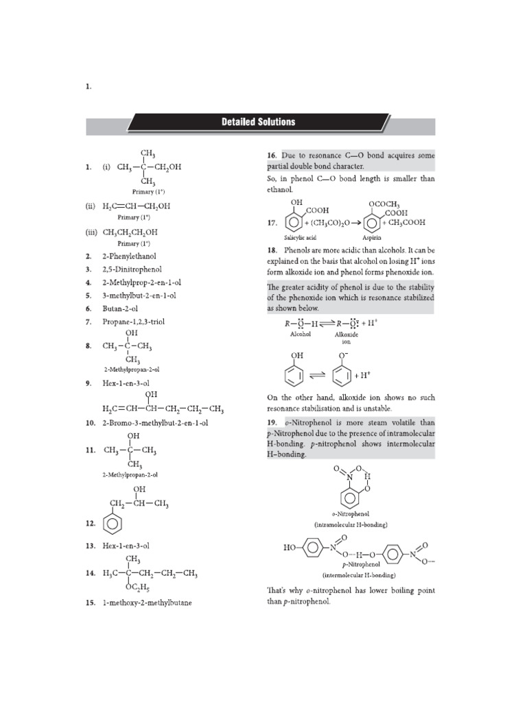 Solution of Alcohol, Phenol and Ether-1 | PDF