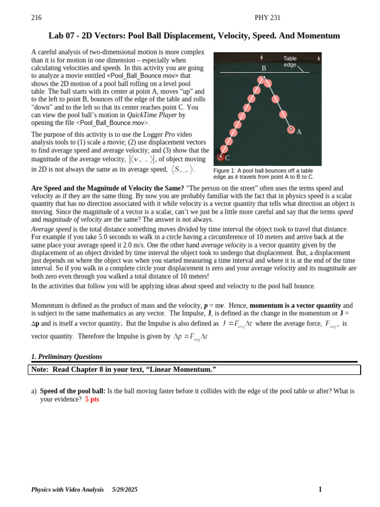 2D Vector Analysis of Pool Ball Motion | PDF | Velocity | Momentum