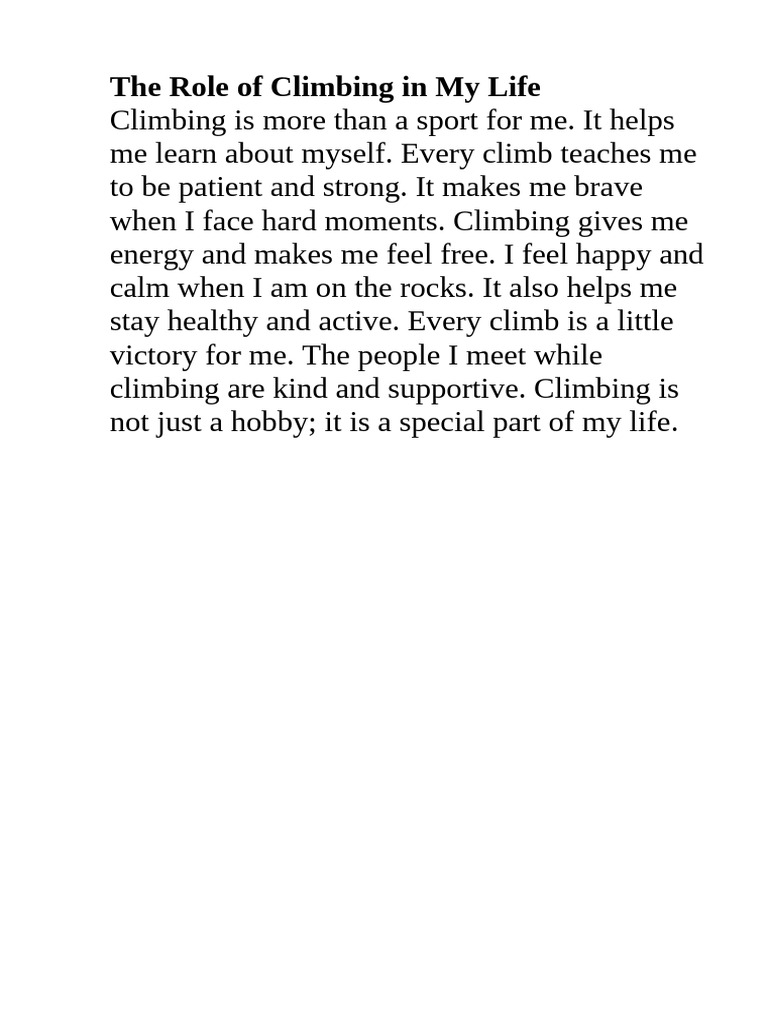 The Role of Climbing in My Life | PDF