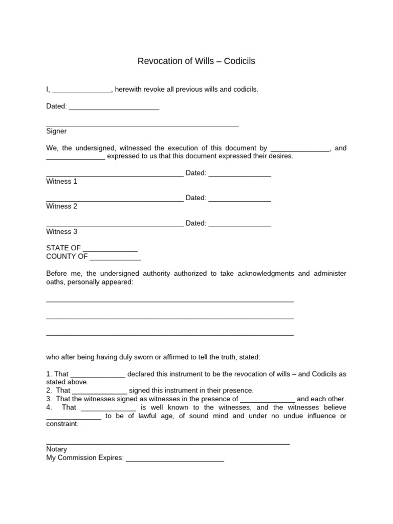Revocation of Wills and Codicils | PDF
