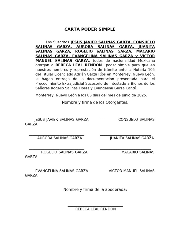 Carta Poder Simple para Trámites en México | PDF
