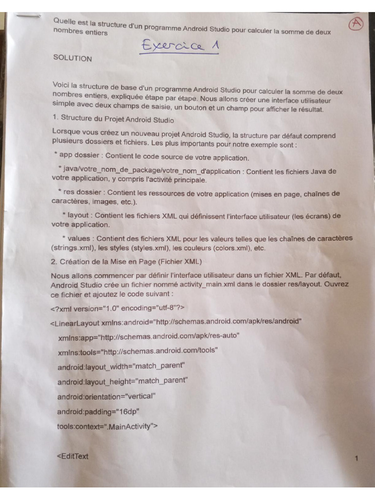 Exercice Programmation Mobile | PDF