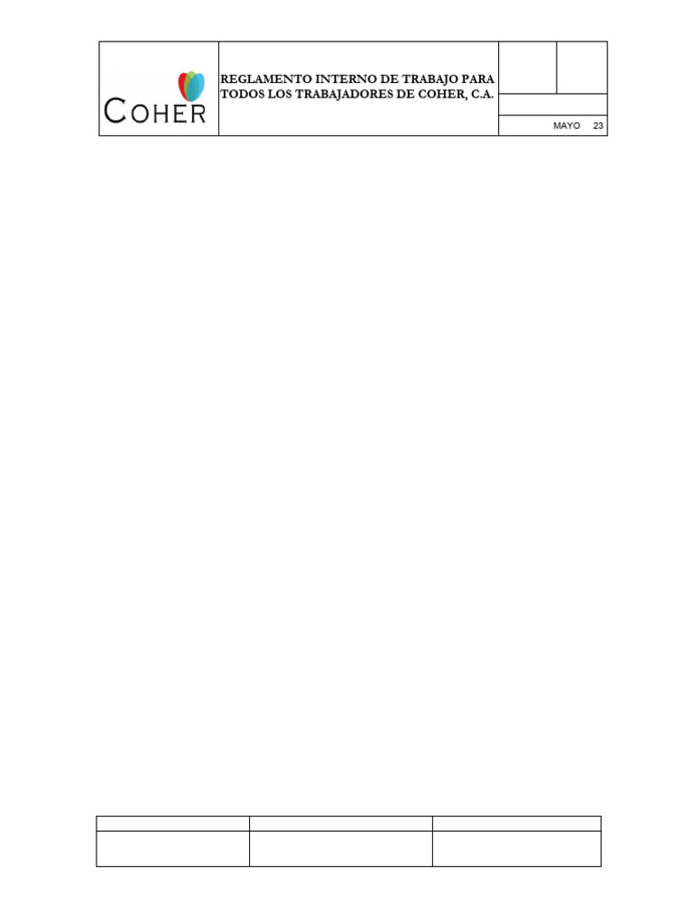 Reglamento Interno de Trabajo COHER, C.A. | PDF | Derecho laboral ...