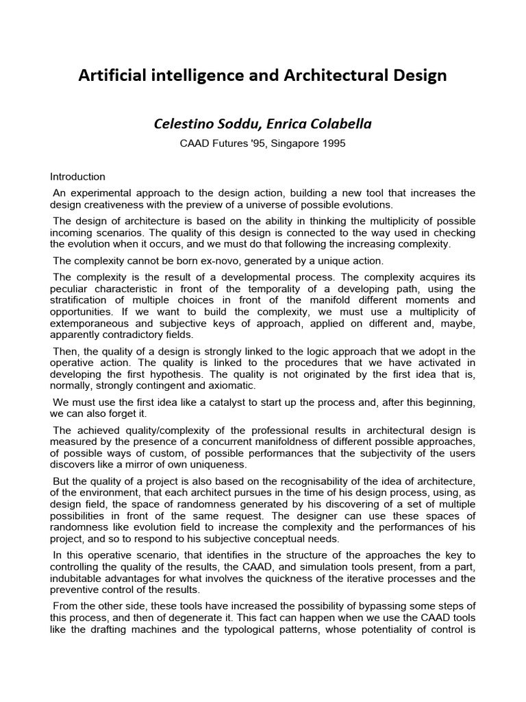 1995 - Artificial Intelligence and Architectural Design | PDF | Artificial Intelligence ...