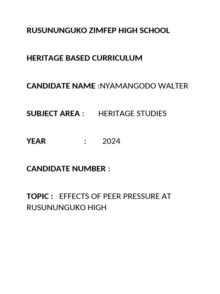 Nyamangodo Heritage Pjoect 1 | PDF