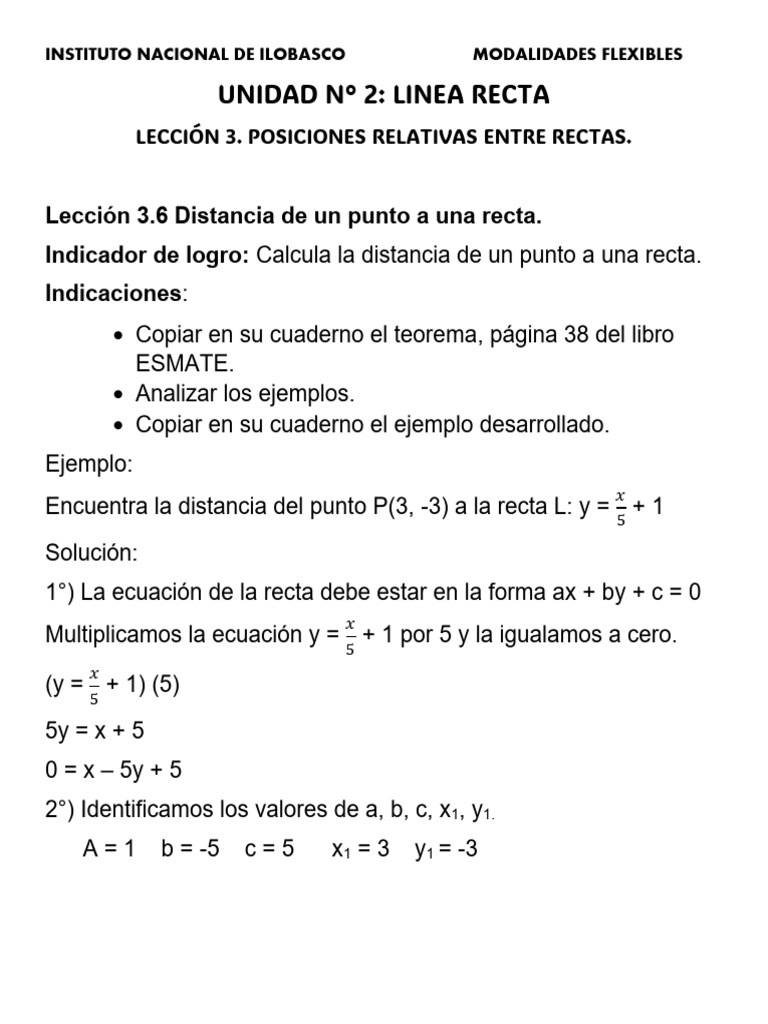 LECCIÓN 3.6, 3.8 y 3.9 | PDF | Pendiente | Línea (geometría)