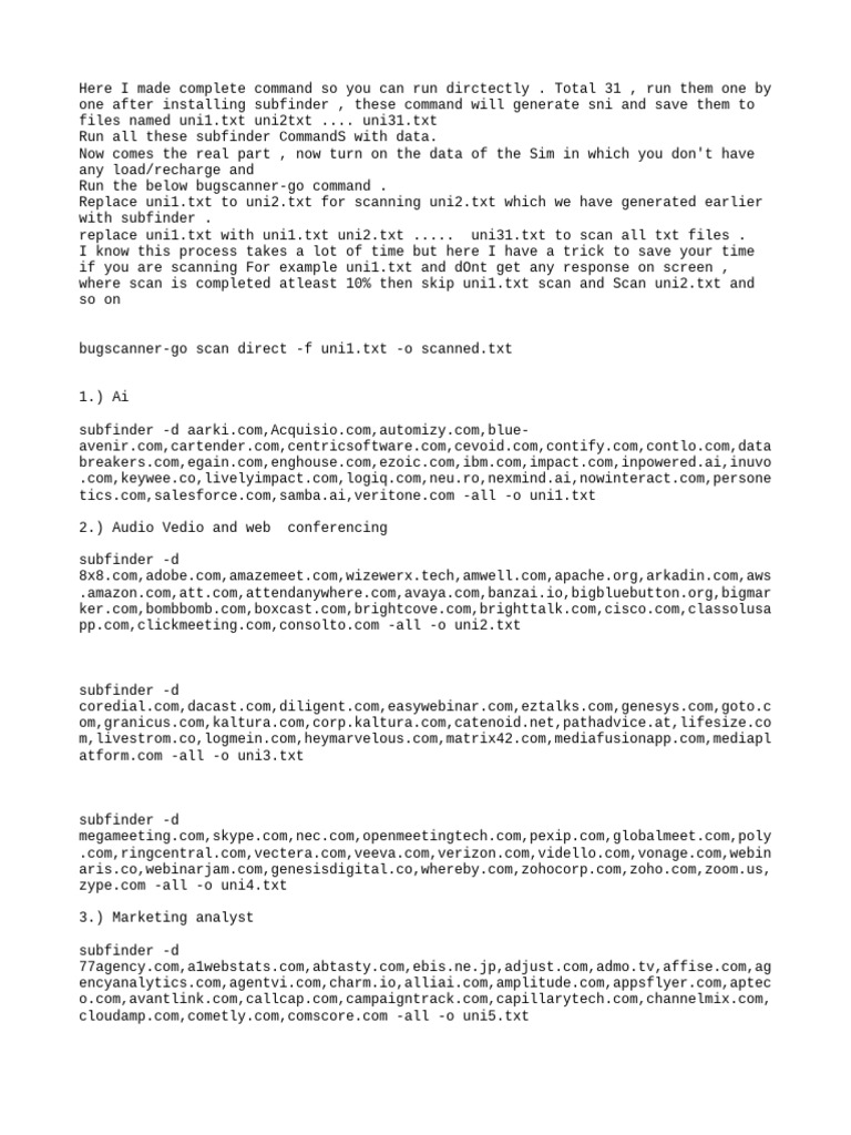 Subfinder List For Host Hunting | PDF