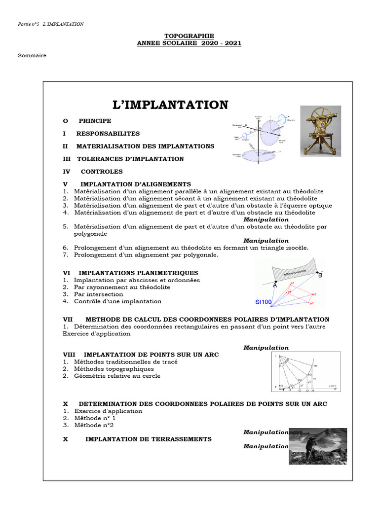 Guide sur l'implantation topographique | PDF | Cercle | Coordonnées ...